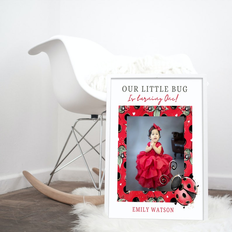 Ladybug Photo Birthday Welcome Sign Ladybug Birthday Banner - Etsy