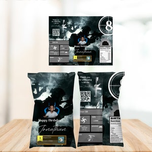 Video Game Birthday Chip Bag, Gamer, Gamer Party Favor Template, Custom ...