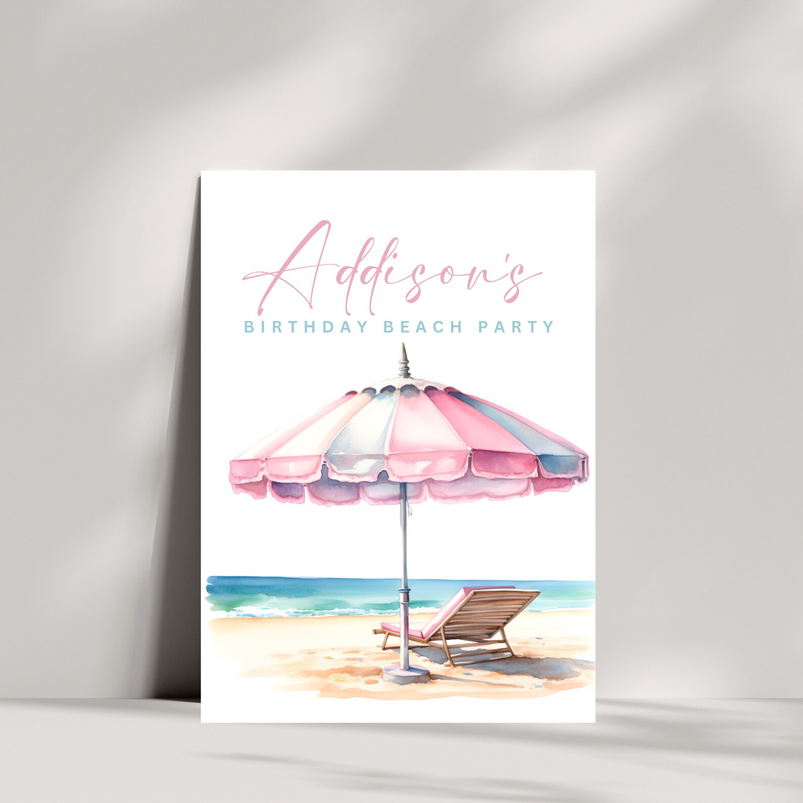 Editable Birthday Beach Party Welcome Sign - Pink Tropical Swimming ...