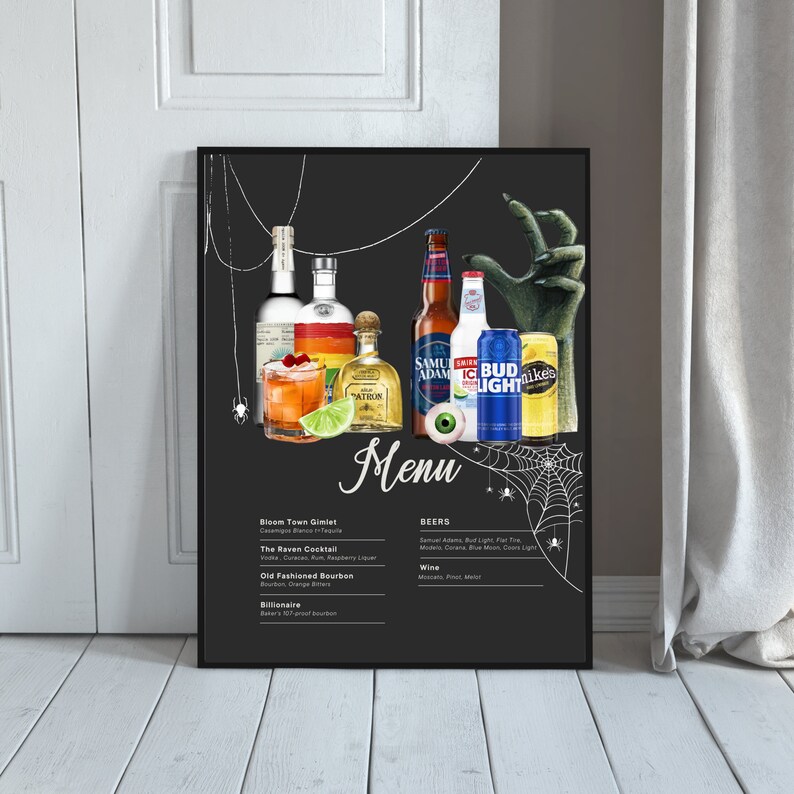 Halloween Cocktail Welcome Sign, Signature Spooky Printable Sign ...