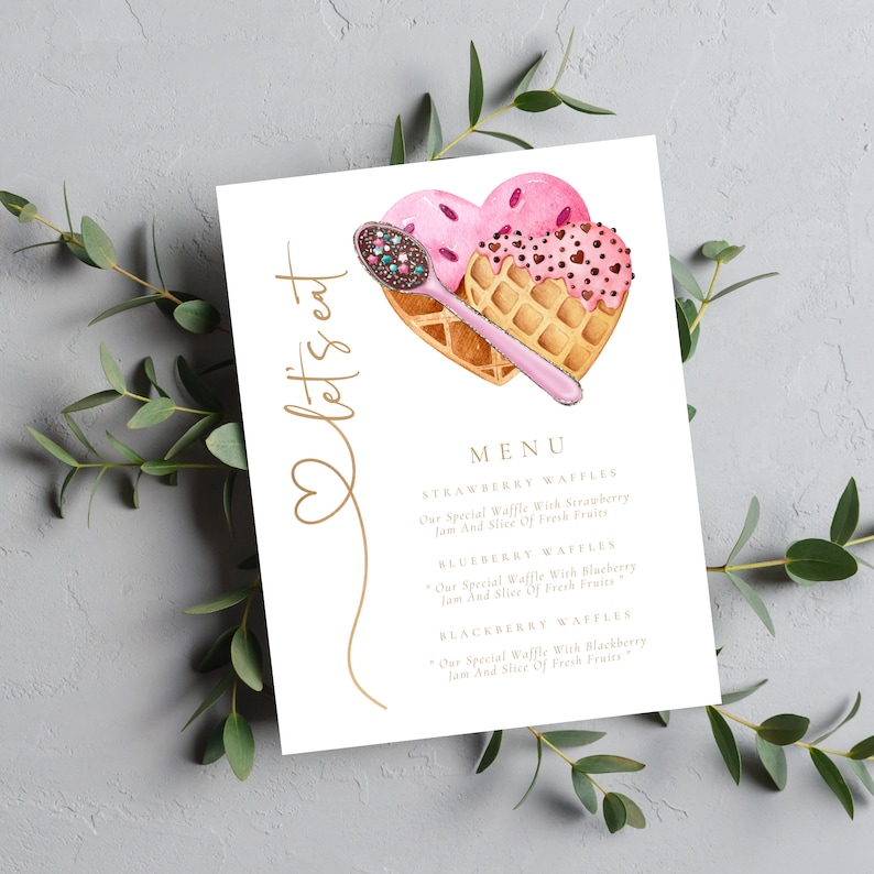 Editable Love Bridal Shower Dinner Menu Template | Wedding Love Menus ...