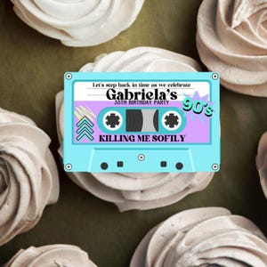 Edible Retro 90s Cassette Cupcake Topper | Custom 90s Party Cake Decor ...