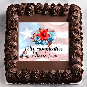 Custom Edible Puerto Rico Birthday Cake Topper | Personalized Skyline ...