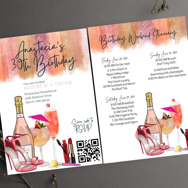 Girls Weekend Out Itinerary Invitation - Etsy