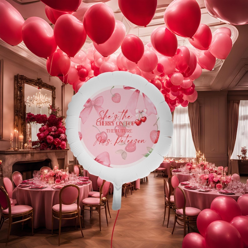 Custom Cherry on Top Balloon | 22" Helium Bridal Shower Balloon Decor ...