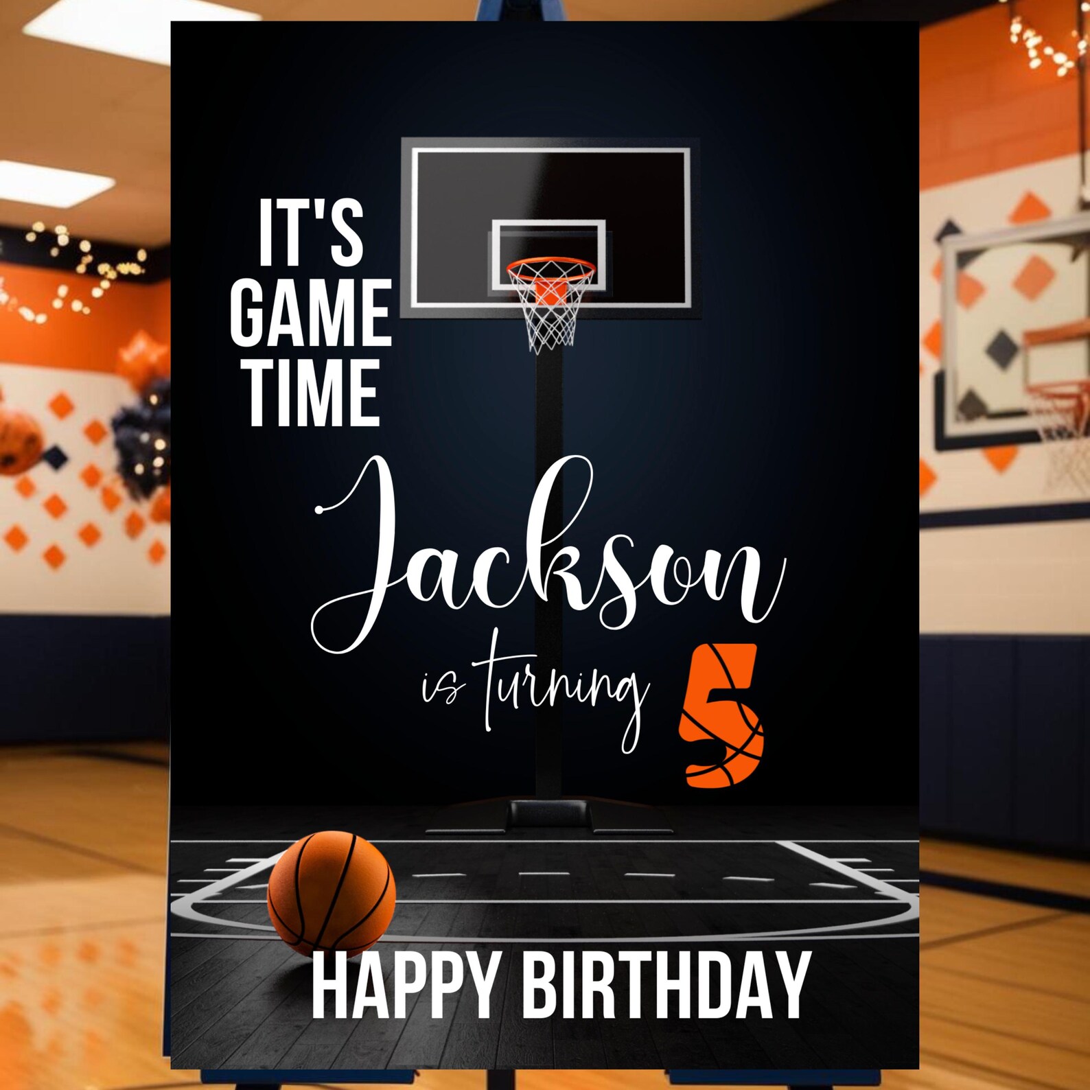 Basketball Birthday Welcome Sign | Personalized Basketball Party Sign ...