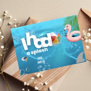 Summer Pool Party Thank You Photo Card, Pool Birthday Thank You ...