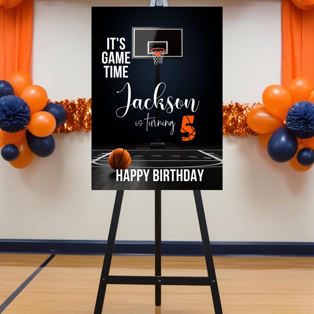 Basketball Birthday Welcome Sign | Personalized Basketball Party Sign ...