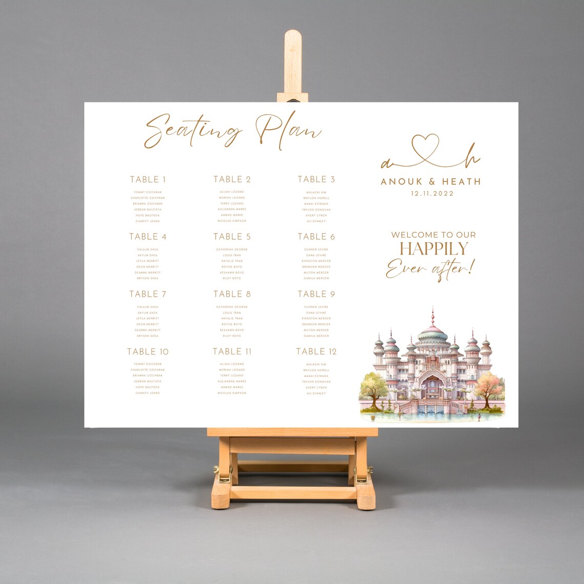 Fairytale Castle Wedding Printable Seating Chart Sign, Princess Wedding ...