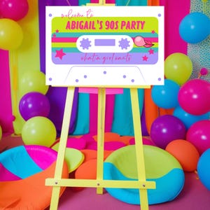 Retro 90s Cassette Birthday Welcome Sign - Custom Foam Board Party Sign ...