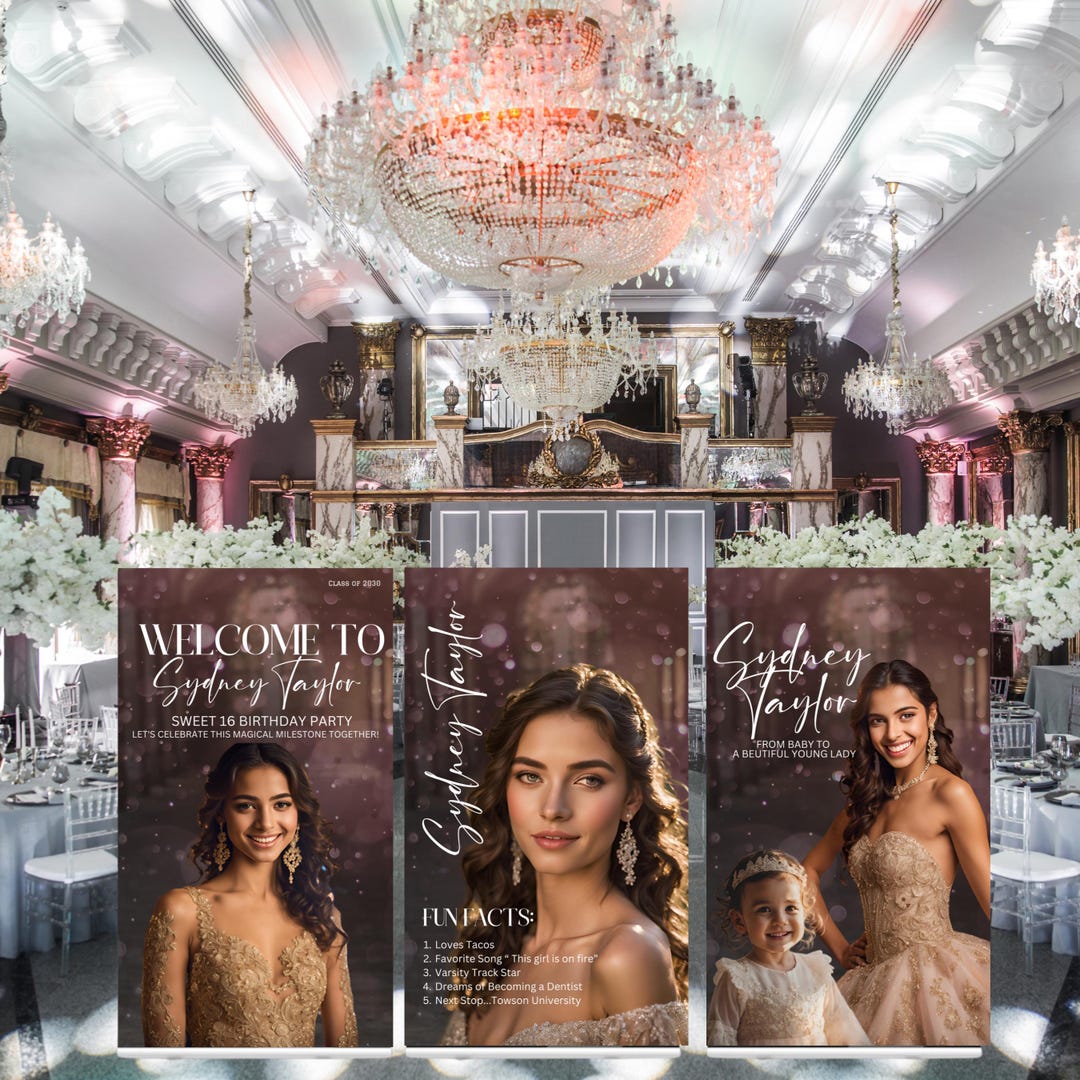 Custom Sweet 16 Birthday Welcome Sign Personalized Fun Facts Banner ...