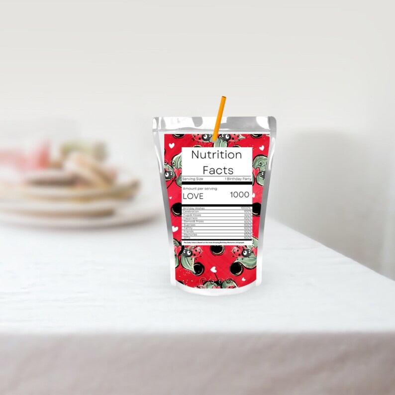 Ladybug Photo Birthday Juice Box Labels, Lady Bug Birthday Caprisun ...