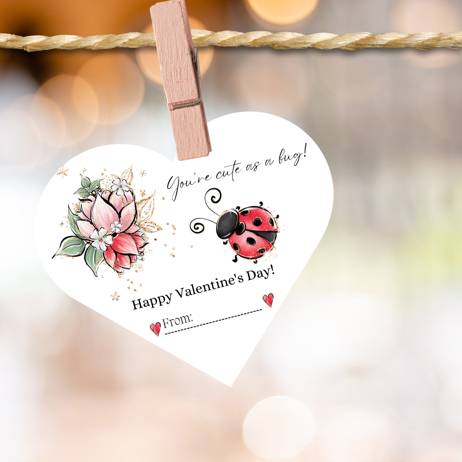 Ladybug Heart Valentine Day School Cards Kids Classroom - Etsy