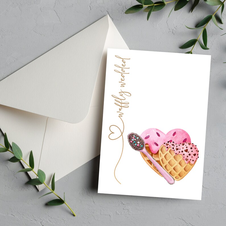 Editable Waffle Wedding Invitation Template Valentine Brunch - Etsy