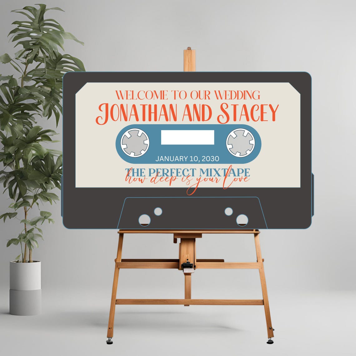 Custom Retro Cassette Wedding Welcome Sign, 70s Party Welcome Sign ...