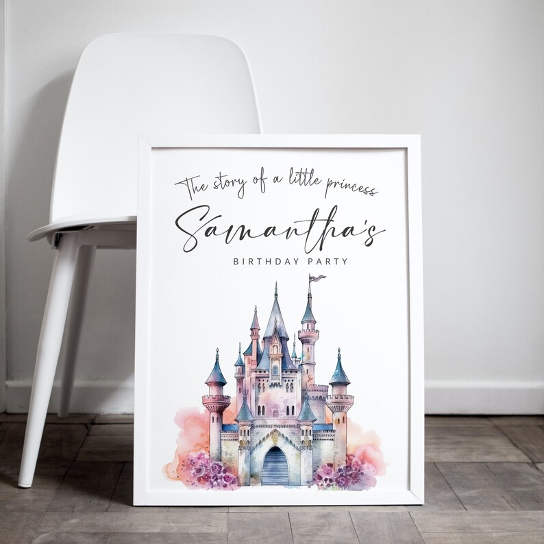 Editable Princess Castle Birthday Welcome Sign Template | Customizable ...