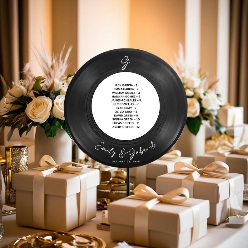 Retro Vinyl Record Wedding Seating Chart – Editable Alphabetical Guest ...