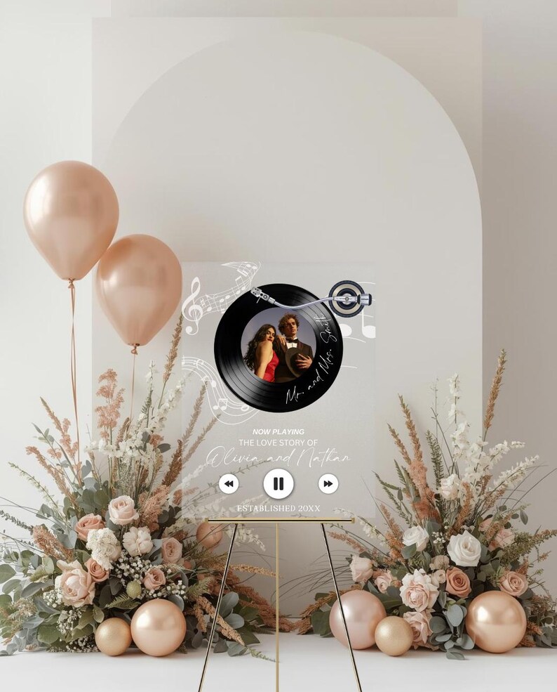 Custom Vinyl Record Wedding Welcome Sign | Acrylic Photo Welcome Sign ...