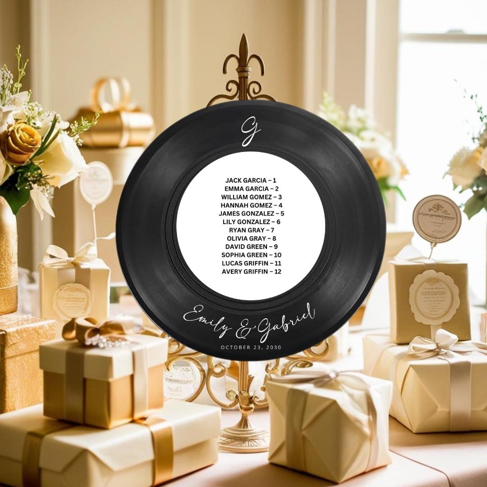 Retro Vinyl Record Wedding Seating Chart – Editable Alphabetical Guest ...