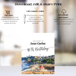 Puerto Rico Birthday Welcome Sign Template, Editable San Juan Birthday ...