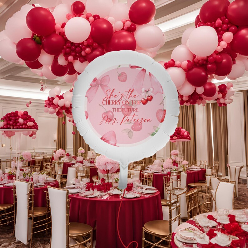 Custom Cherry on Top Balloon | 22" Helium Bridal Shower Balloon Decor ...