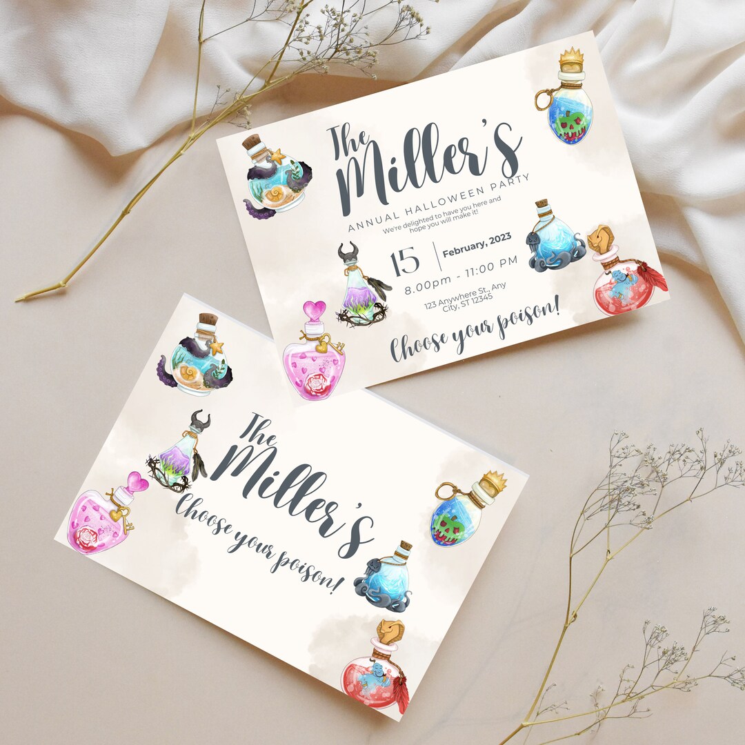 Halloween Choose Your Poison Villain Invitation, Villain Halloween ...