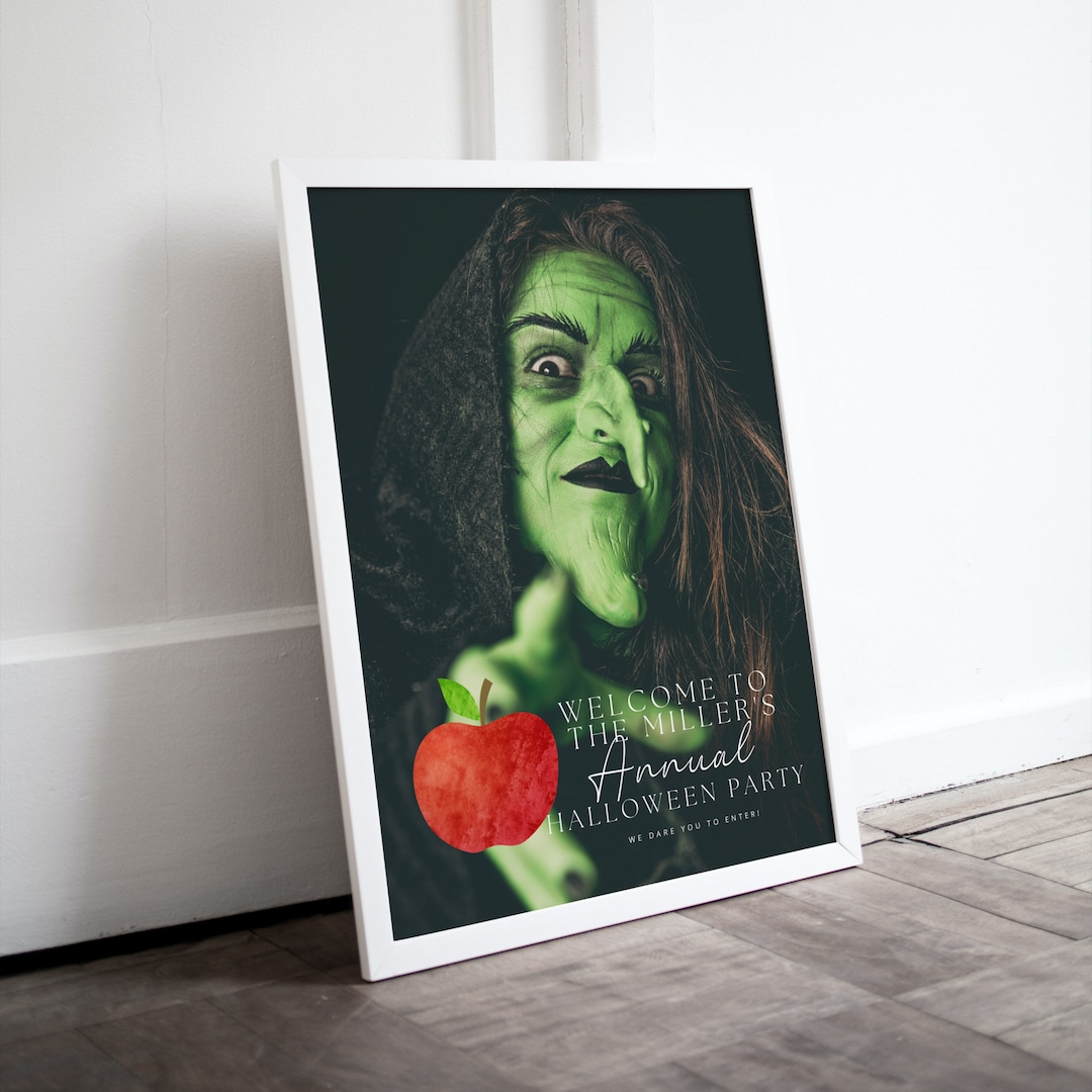 Spooky Witch Halloween Welcome Sign, Editable Creepy Party Signs ...