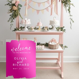 Custom Hot Pink Acrylic Wedding Welcome Sign - Personalized Bridal Sign ...