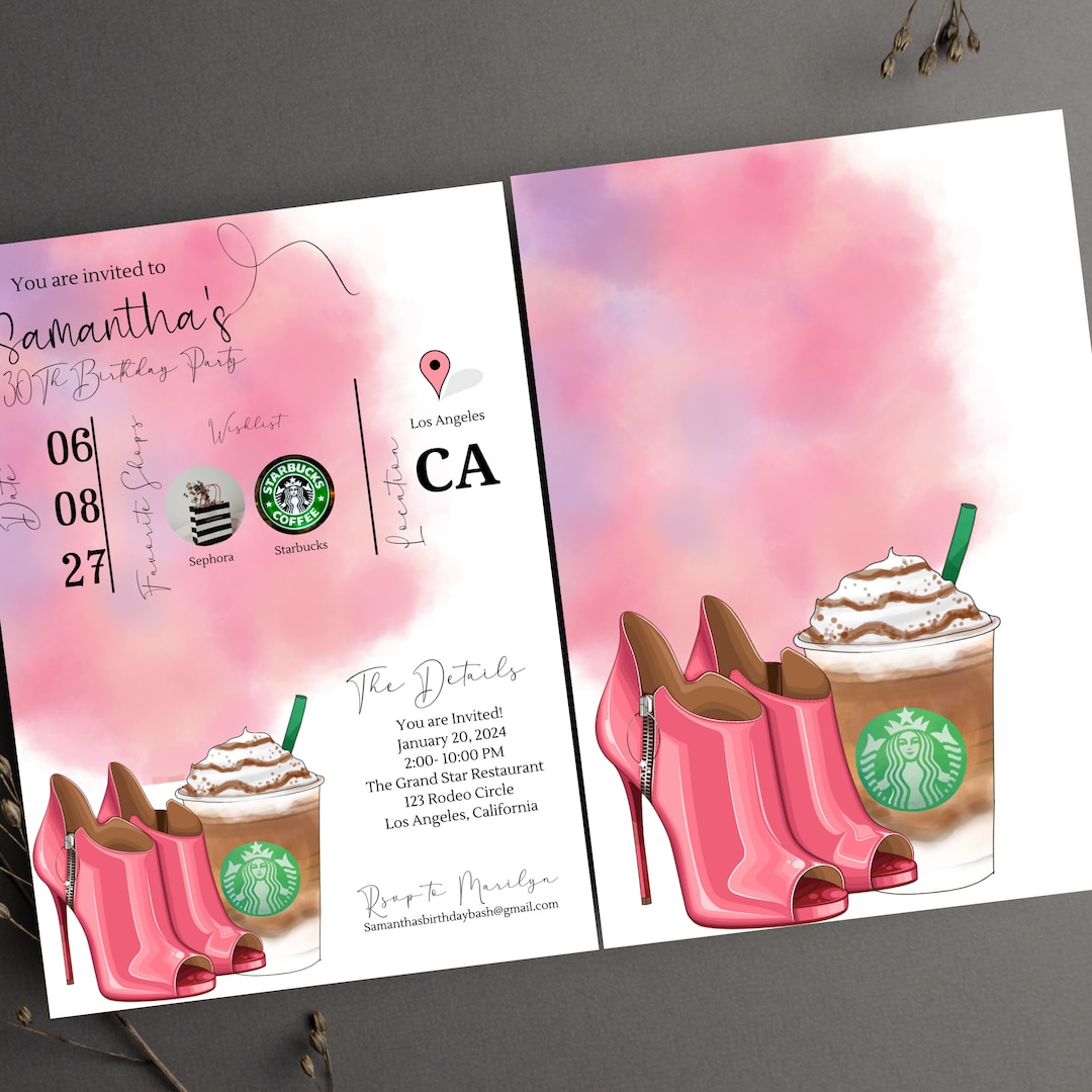 Ladies Birthday Coffee Lover Invitation, Printable Weekend Birthday ...