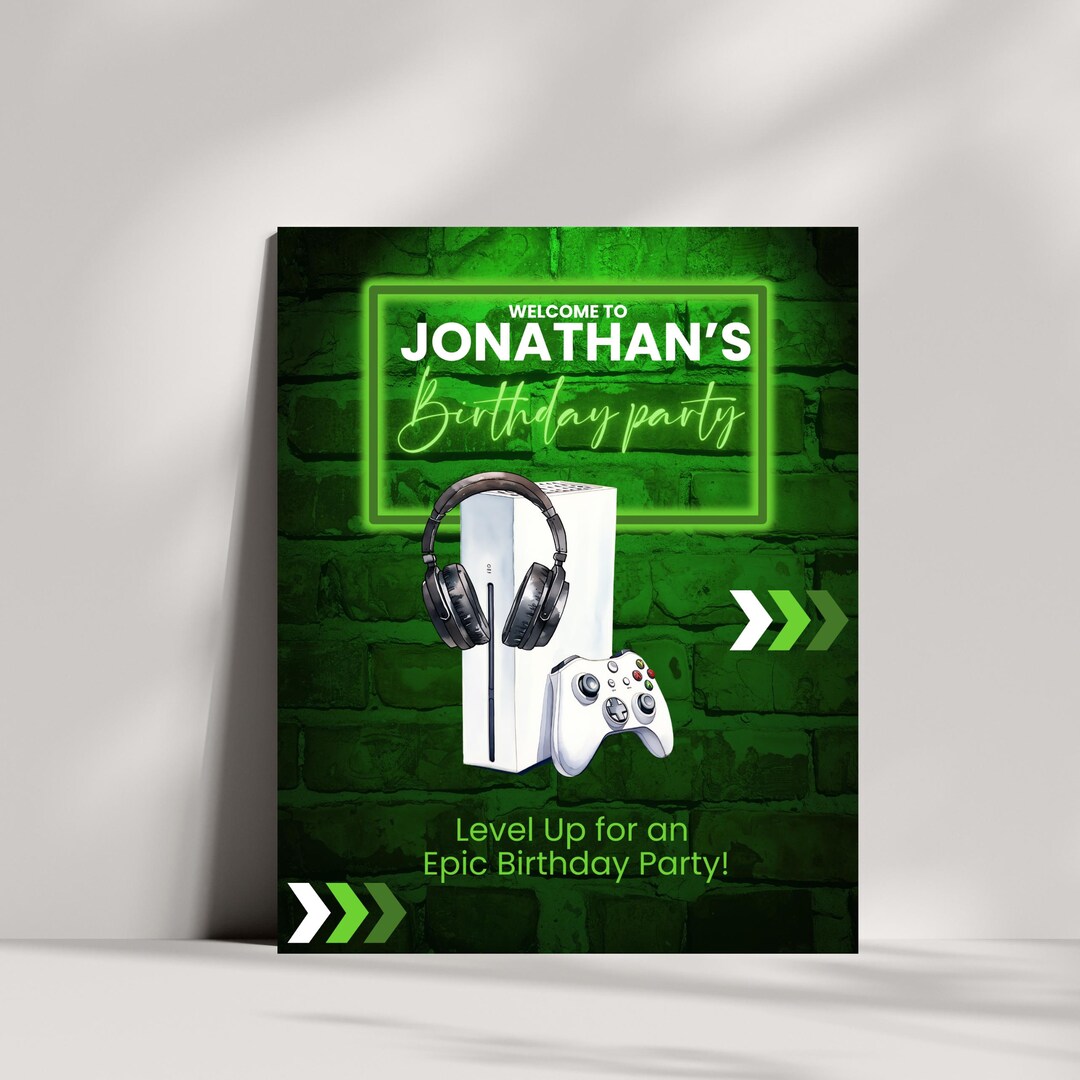 Editable Birthday Gaming Welcome Sign | Custom Video Game Party Welcome ...