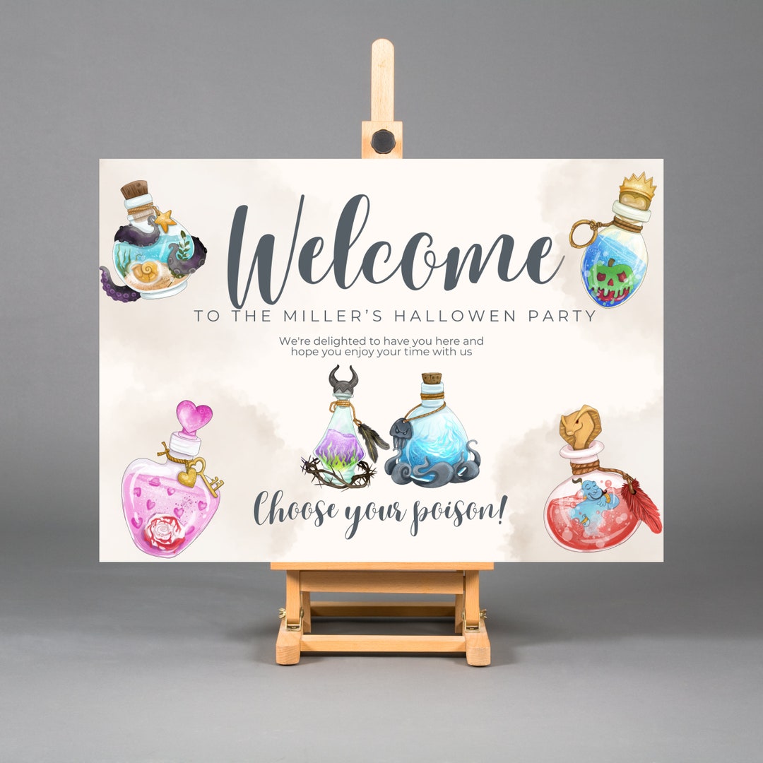 Halloween Choose Your Poison Villain Welcome Sign, Villain Halloween ...