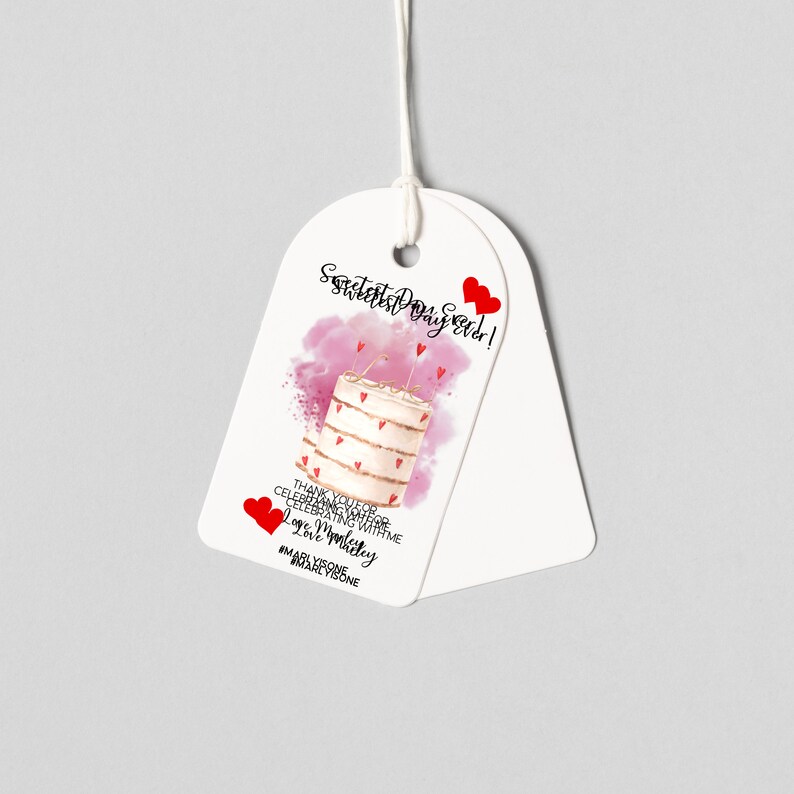 Valentine Birthday Thank You Tags Printable Heart and Cake - Etsy