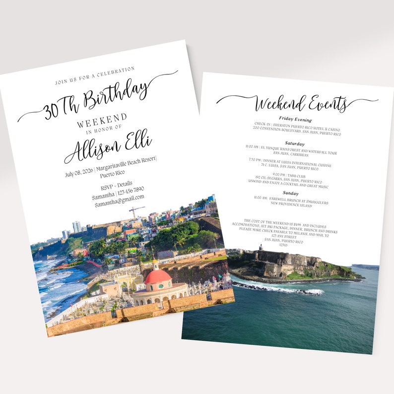 Puerto Rico Birthday Invitation Template Editable San Juan - Etsy