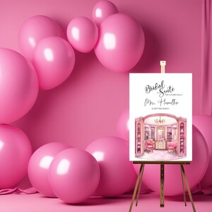 Editable Pink Bridal Suite Sign - Customizable Pink-themed Bridal Signs ...