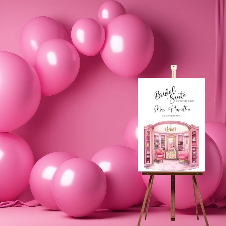 Editable Pink Bridal Suite Sign - Customizable Pink-themed Bridal Signs ...