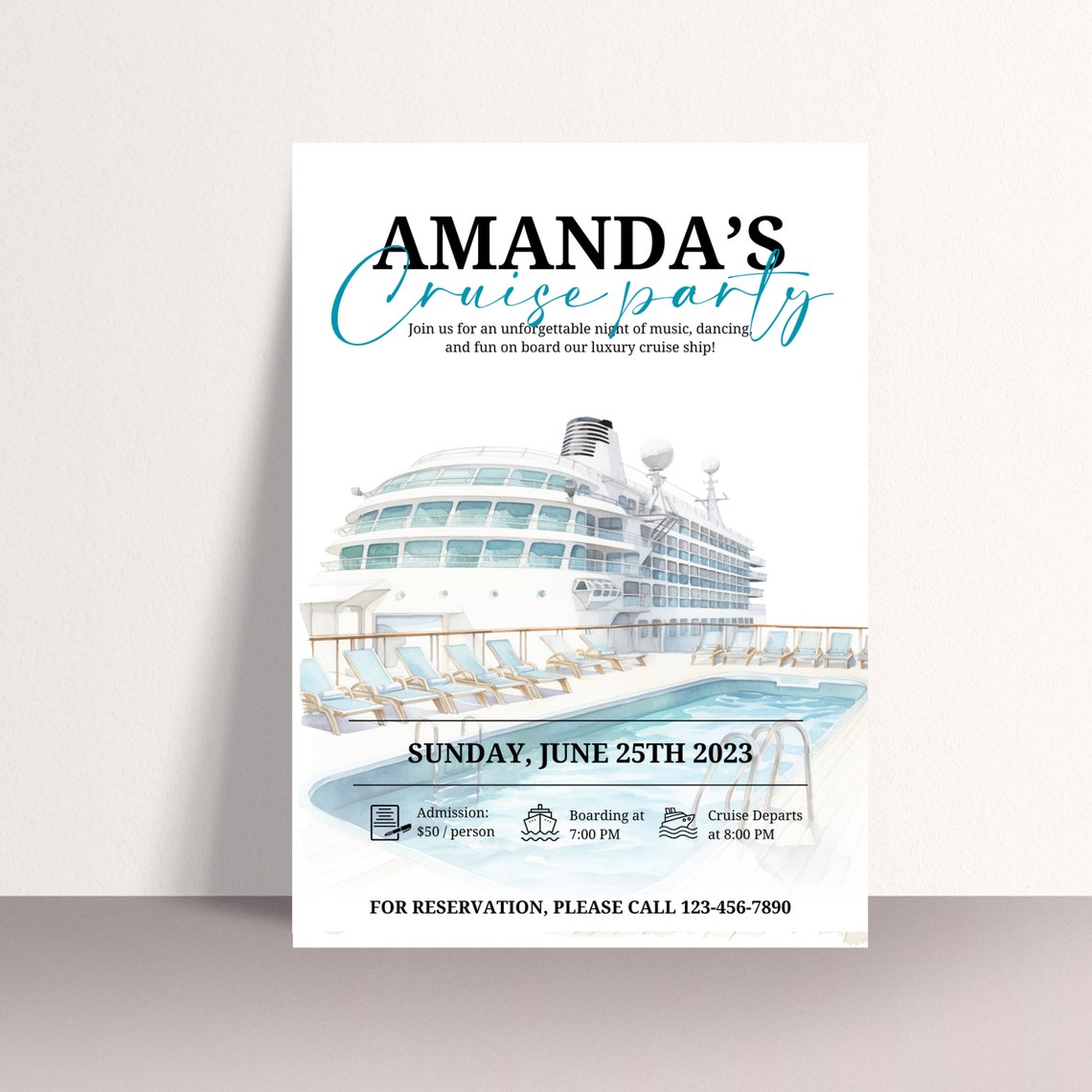 Editable Cruise Party Invitation Template | Summer Cruise Birthday ...