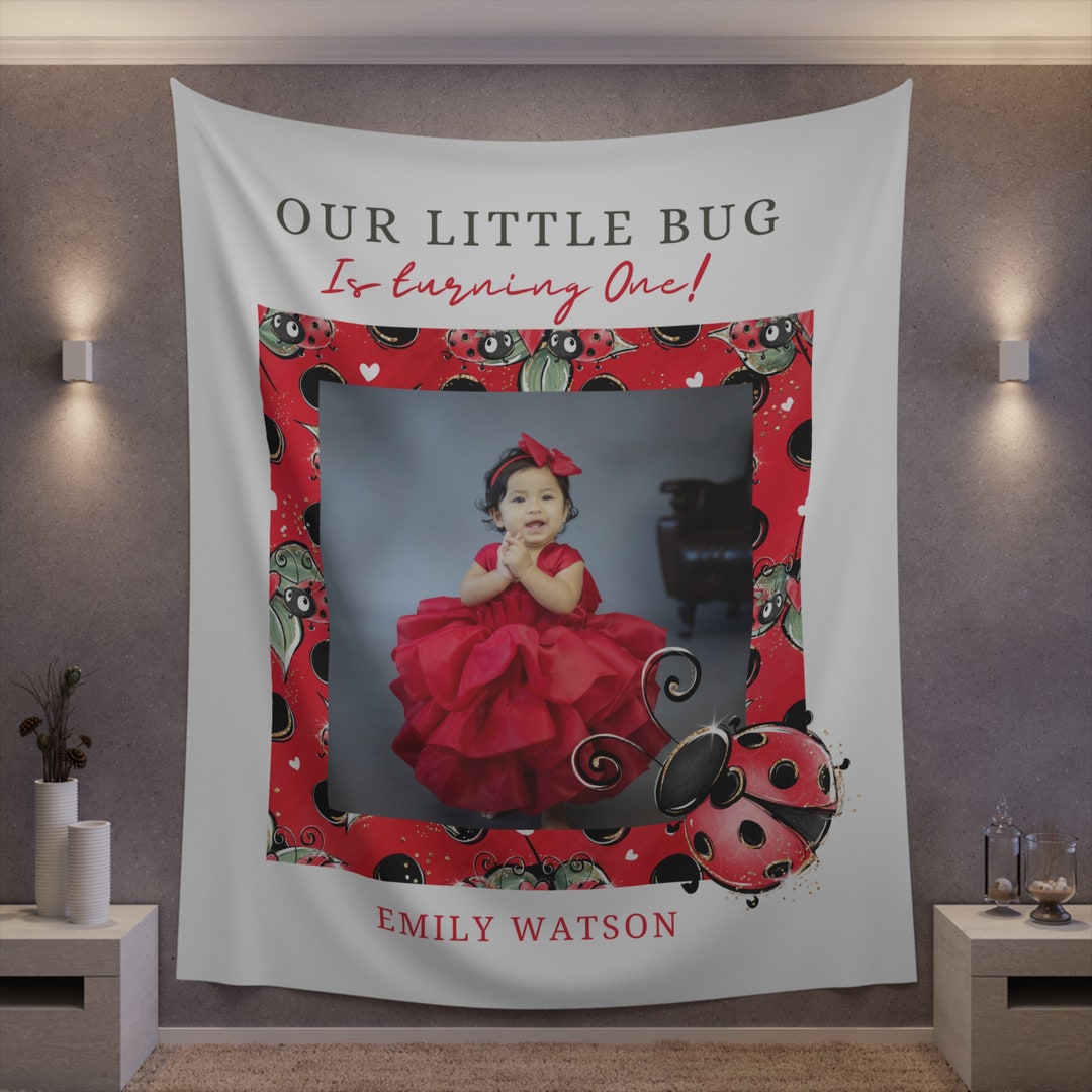 Ladybug Photo Birthday Welcome Sign, Ladybug Birthday Banner, Lady Bug ...