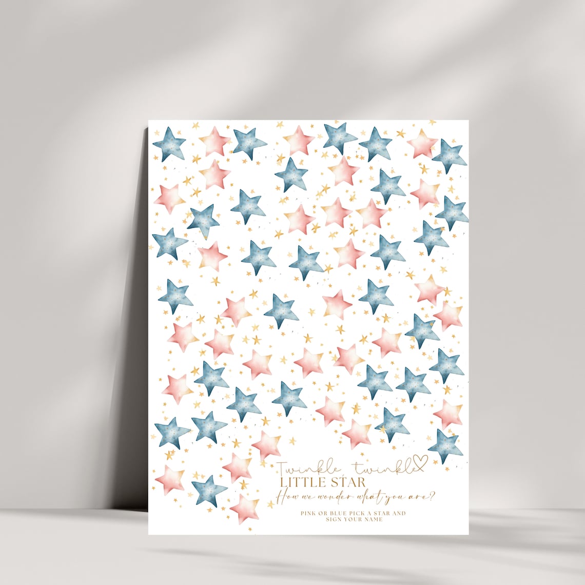 Twinkle Twinkle Little Star Gender Reveal Sign - Pink and Blue Stars ...