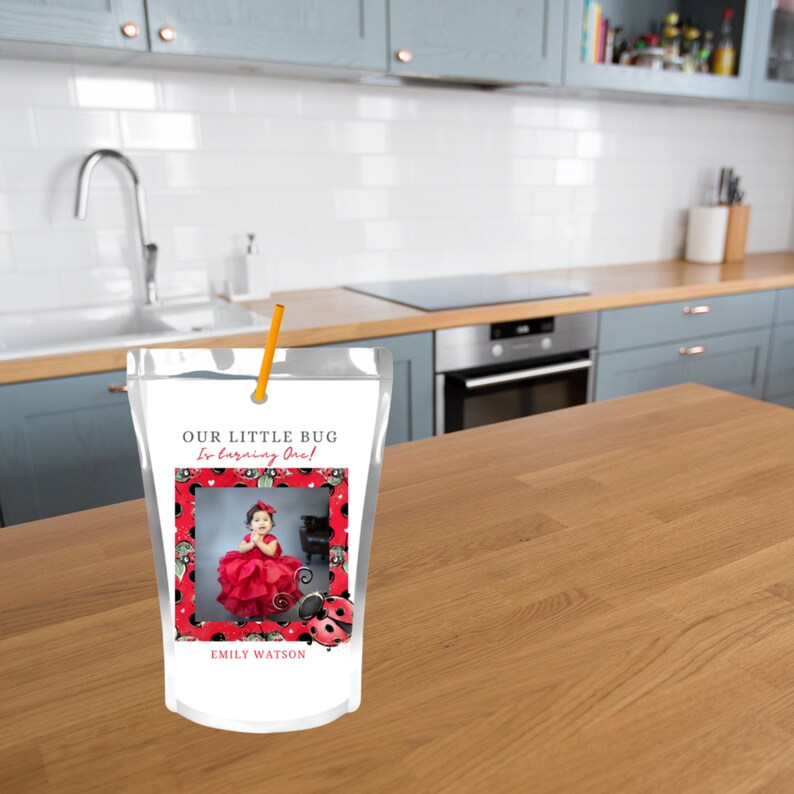 Ladybug Photo Birthday Juice Box Labels, Lady Bug Birthday Caprisun ...