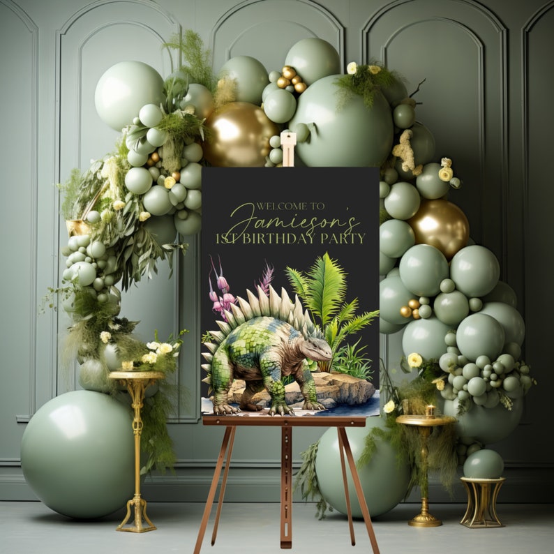 Customizable Dinosaur Birthday Welcome Sign Template Personalized ...