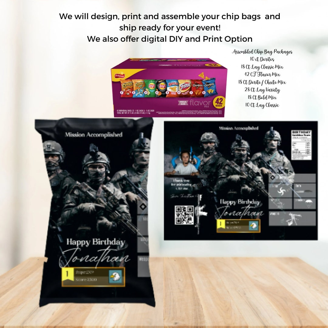 Video Game Birthday Chip Bag, Gamer, Gamer Party Favor Template, Custom ...
