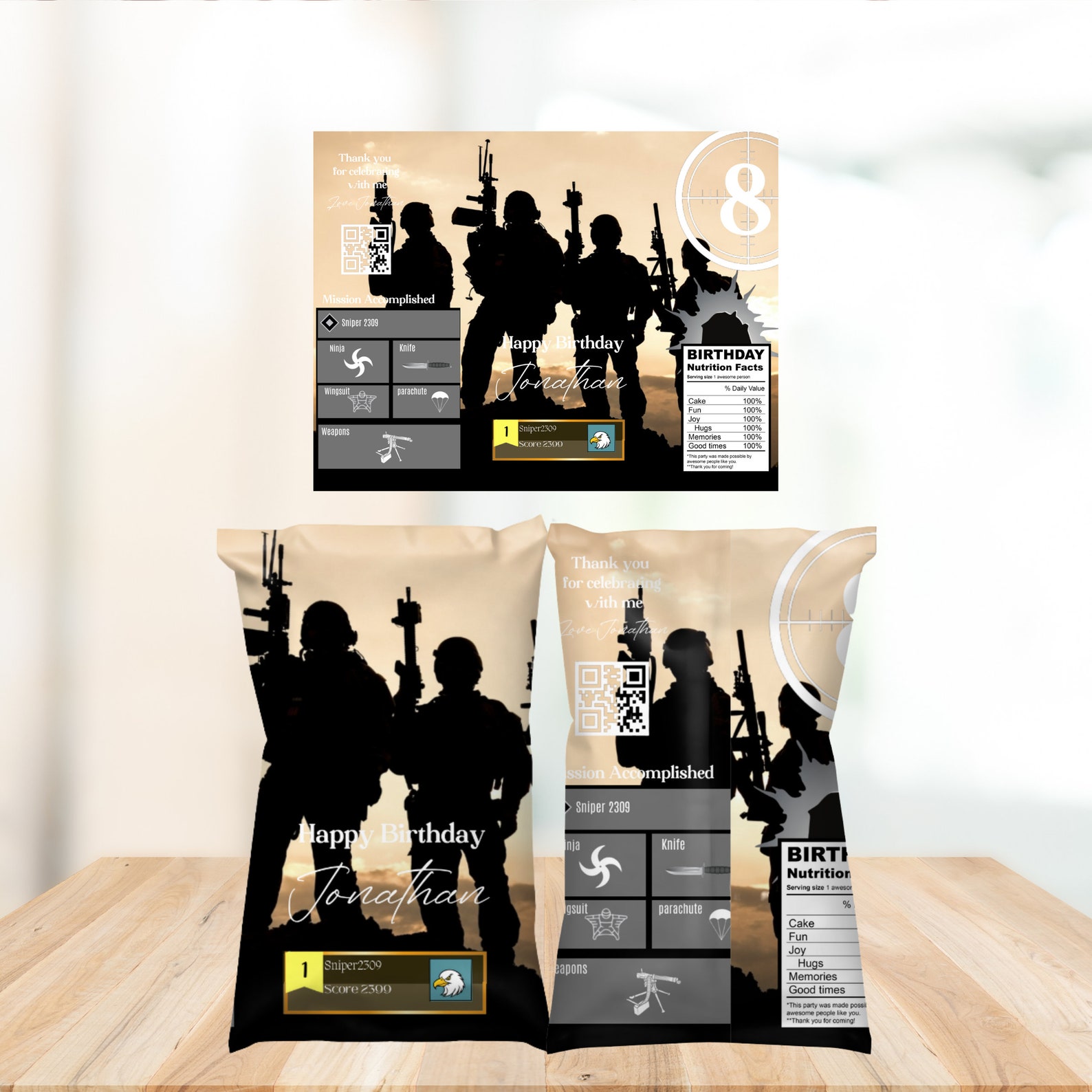 Video Game Birthday Chip Bag, Gamer, Gamer Party Favor Template, Custom ...