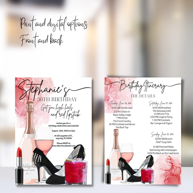 Ladies Weekend Birthday Getaway Invitation Printable Weekend - Etsy