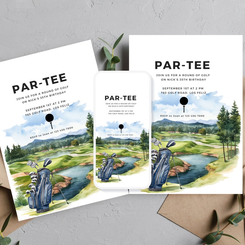 Customizable Golf Birthday Invitation Template, Editable Let's Par Tee Invitations Golf Bday ...