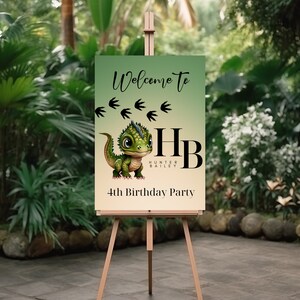 Editable Dino Welcome Sign Template, Dinosaur Birthday Banner ...