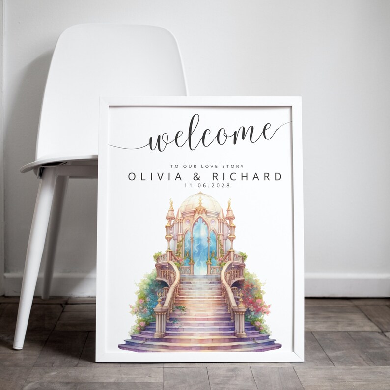 Fairytale Wedding Printable Welcome Sign Wedding Staircase - Etsy