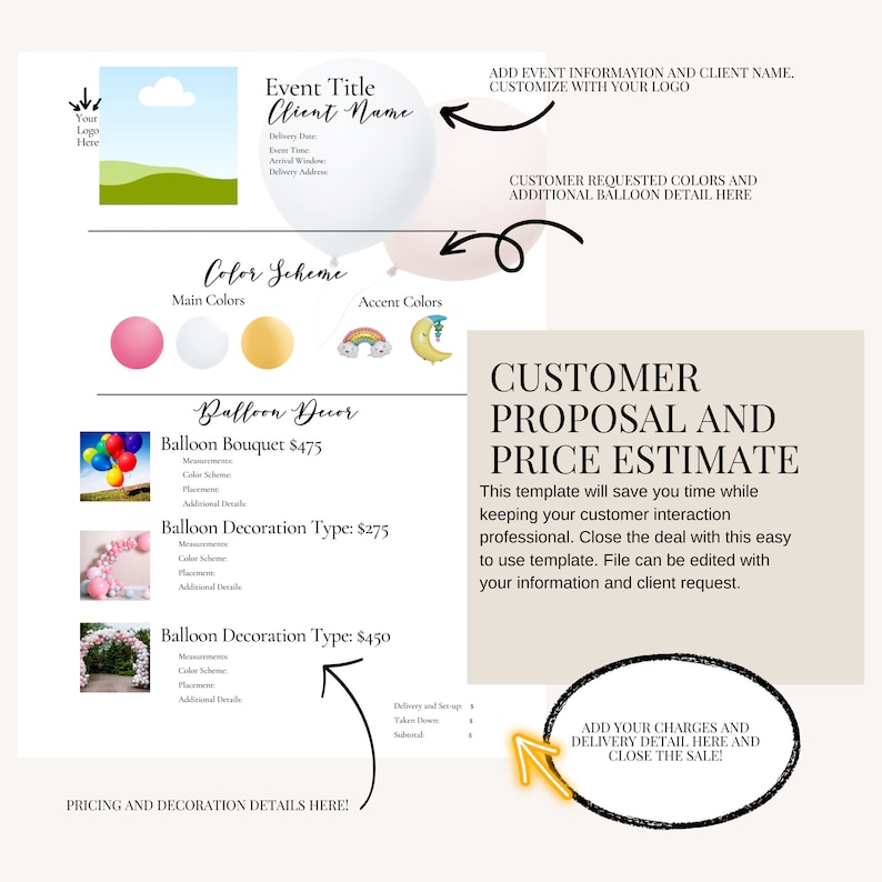 Balloon Business Bundle Templates, Balloon Order Form, Balloon Artist ...