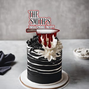Handcrafted Halloween Killer Cake Topper - Custom Blood Dripping Knife ...