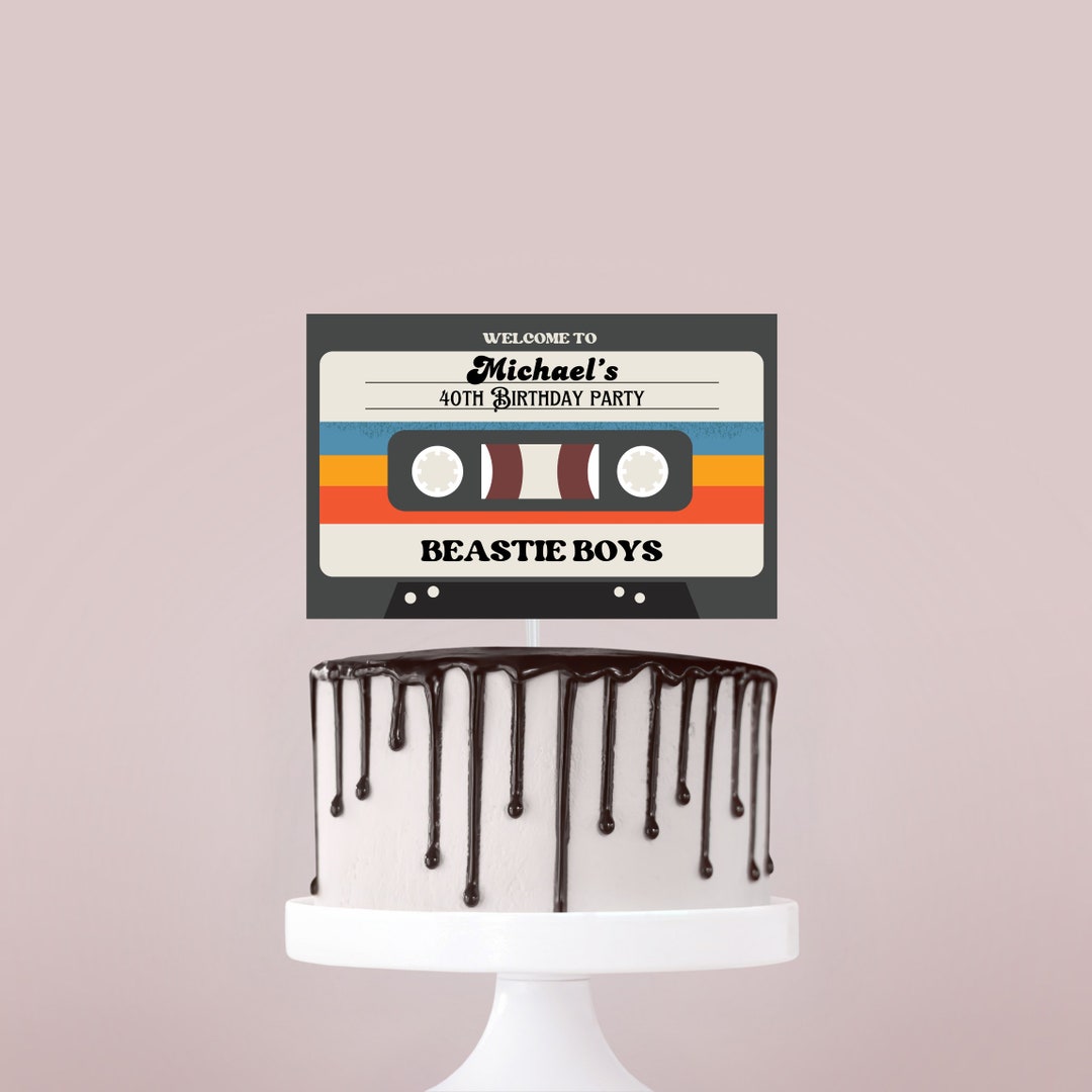 Customizable Retro Cassette Tape Cake Topper | Vintage Mixtape ...