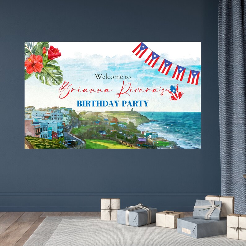 Editable Puerto Rico Welcome Sign Template Birthday Banner Skyline ...